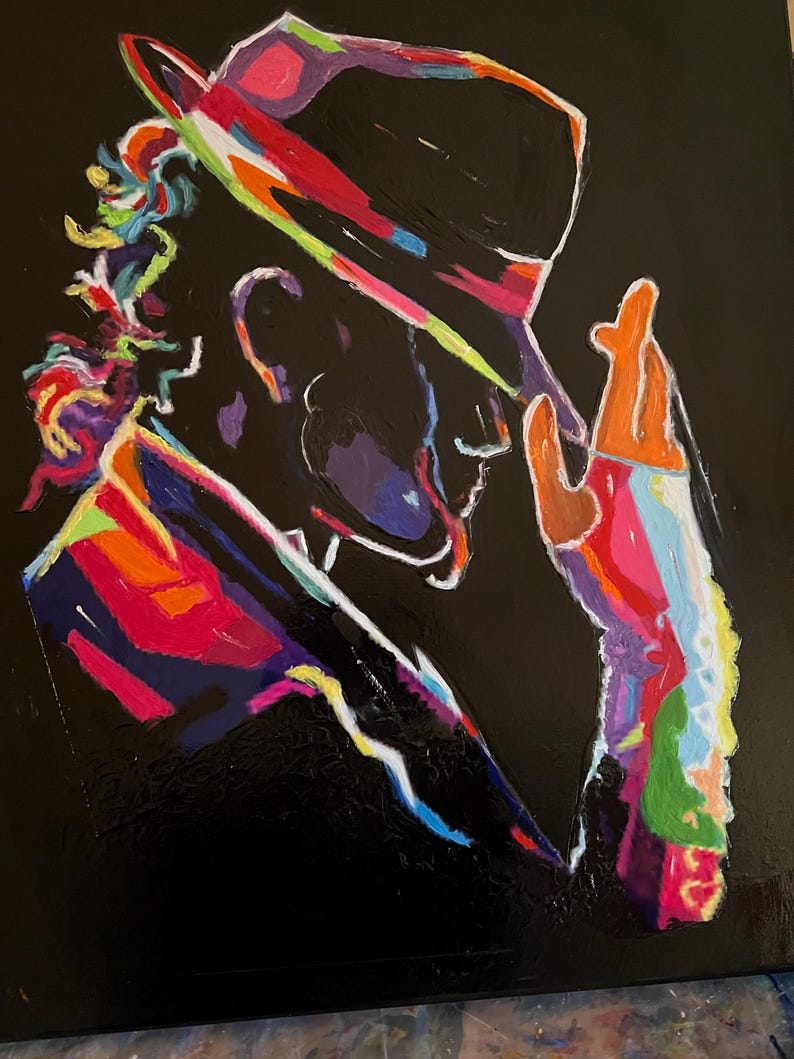 Michael Jackson Pop Art 16x20. Acrylic and Oil 3-D Painting on Canvas ...
