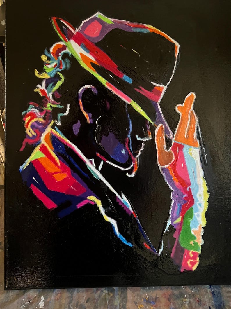 Michael Jackson Pop Art 16x20. Acrylic and Oil 3-D Painting on Canvas ...