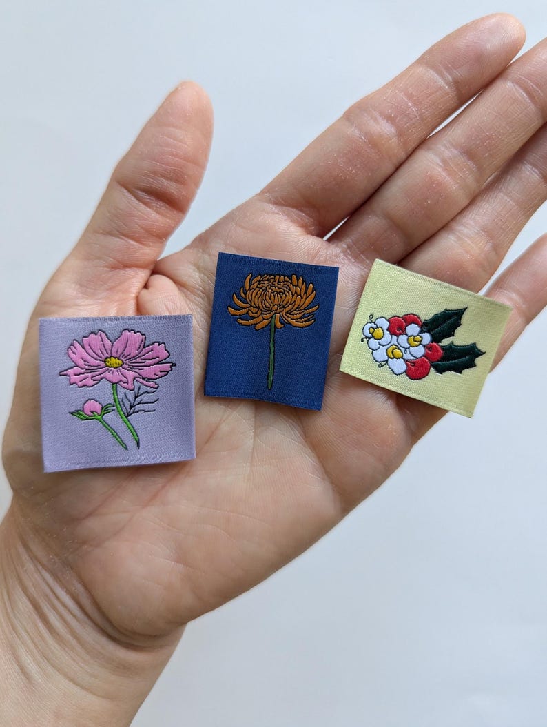 Birth Month Flower Garment Labels: Sewing Gift, Memade Clothing Tag - Etsy