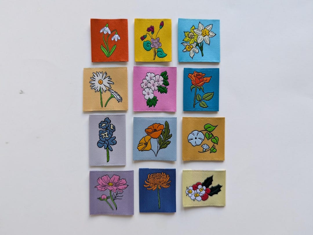 Birth Month Flower Garment Labels: Sewing Gift, Memade Clothing Tag - Etsy