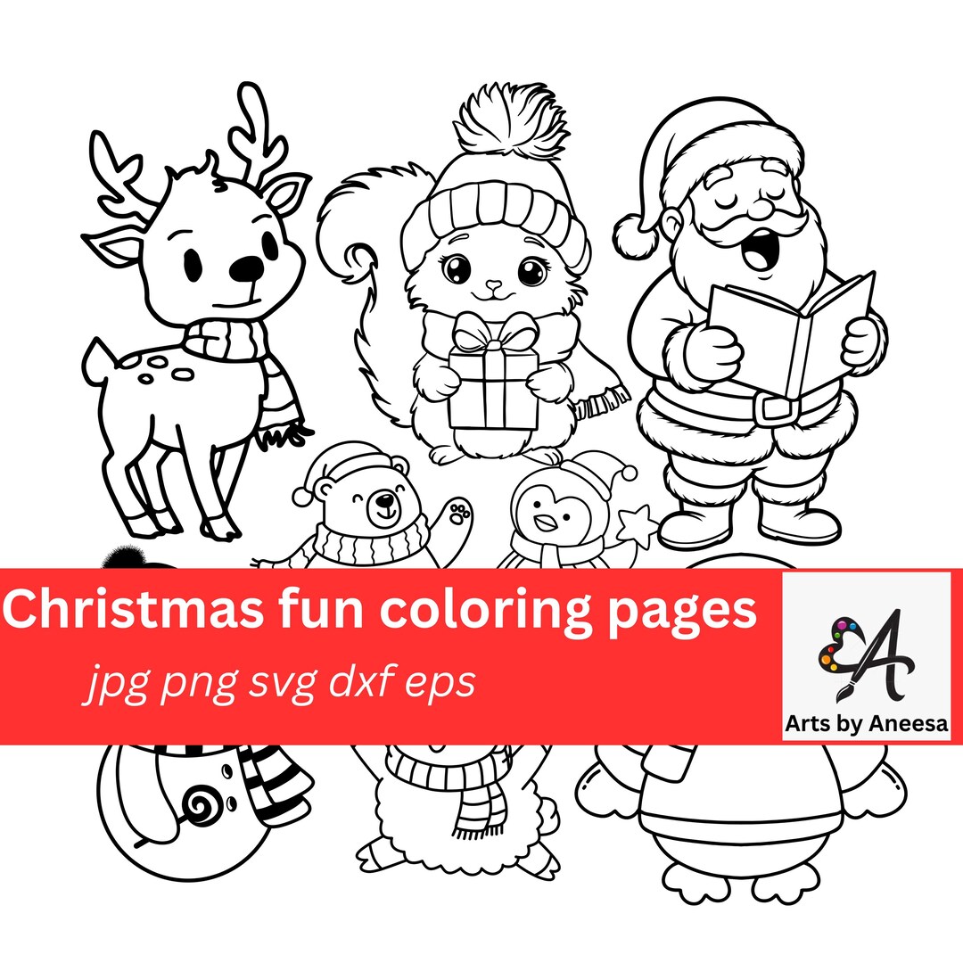 Christmas Fun Coloring Pages (digital Print) - Etsy