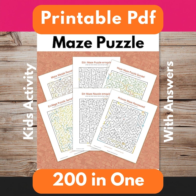 Kids Maze Activity Pack – 200 Pages With Answers | Brain Fun PDF - Etsy