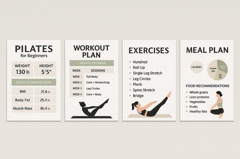 Custom 1-month Pilates Plan PDF, Personalized Workout Program With Body ...
