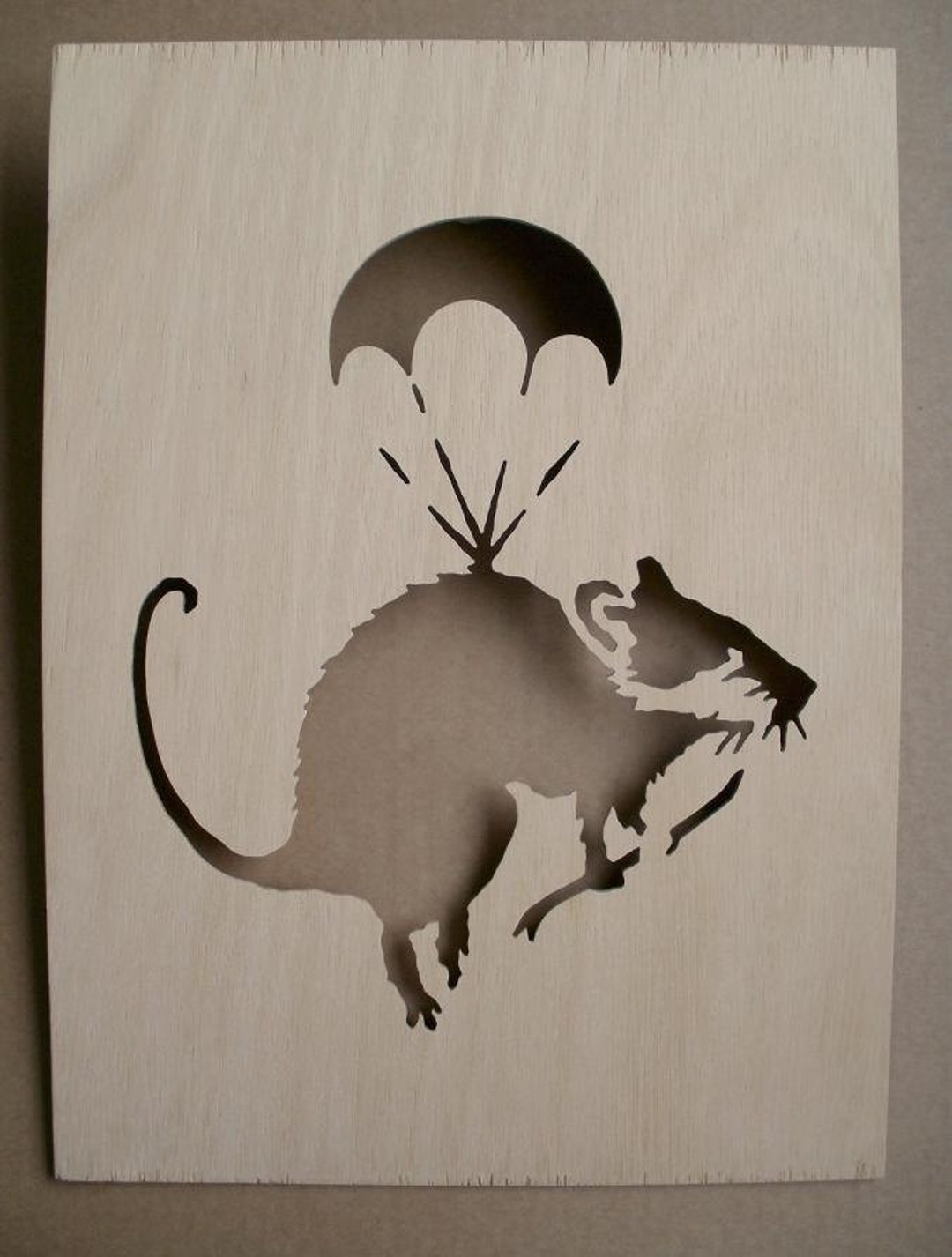 Banksy Parachute Rat Stencil - Etsy