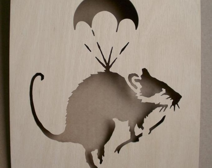 Banksy Parachute Rat Stencil - Etsy