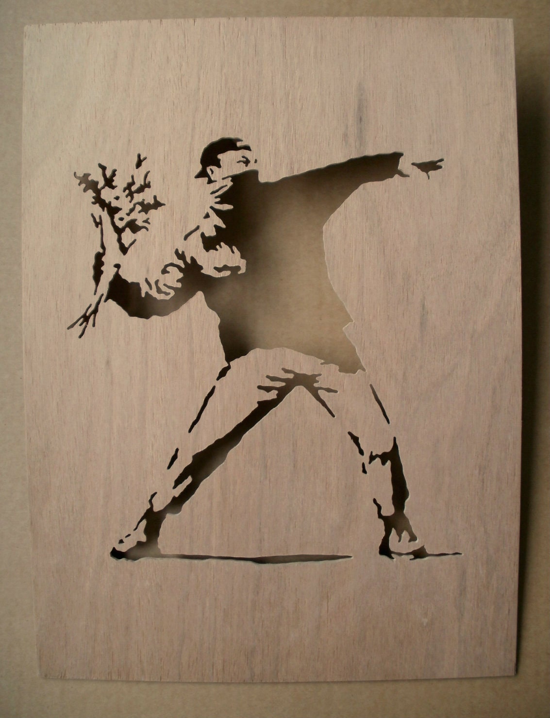 Banksy Love is in the Air Rioter Stencil | Etsy Canada