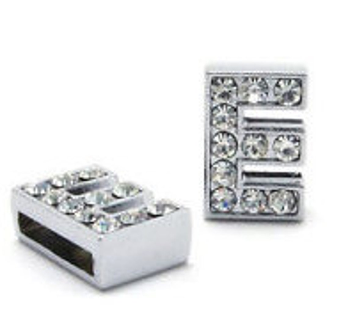 10mm Silver Slide Letter With Rhinestone Centre - Etsy