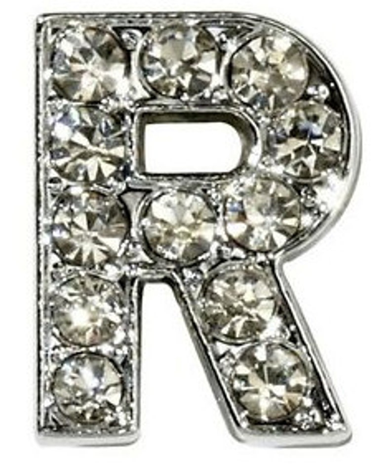 10mm Silver Slide Letter With Rhinestone Centre - Etsy