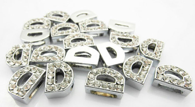 10mm Silver Slide Letter With Rhinestone Centre - Etsy