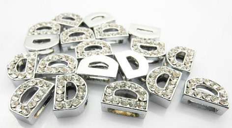 10mm Silver Slide Letter With Rhinestone Centre - Etsy