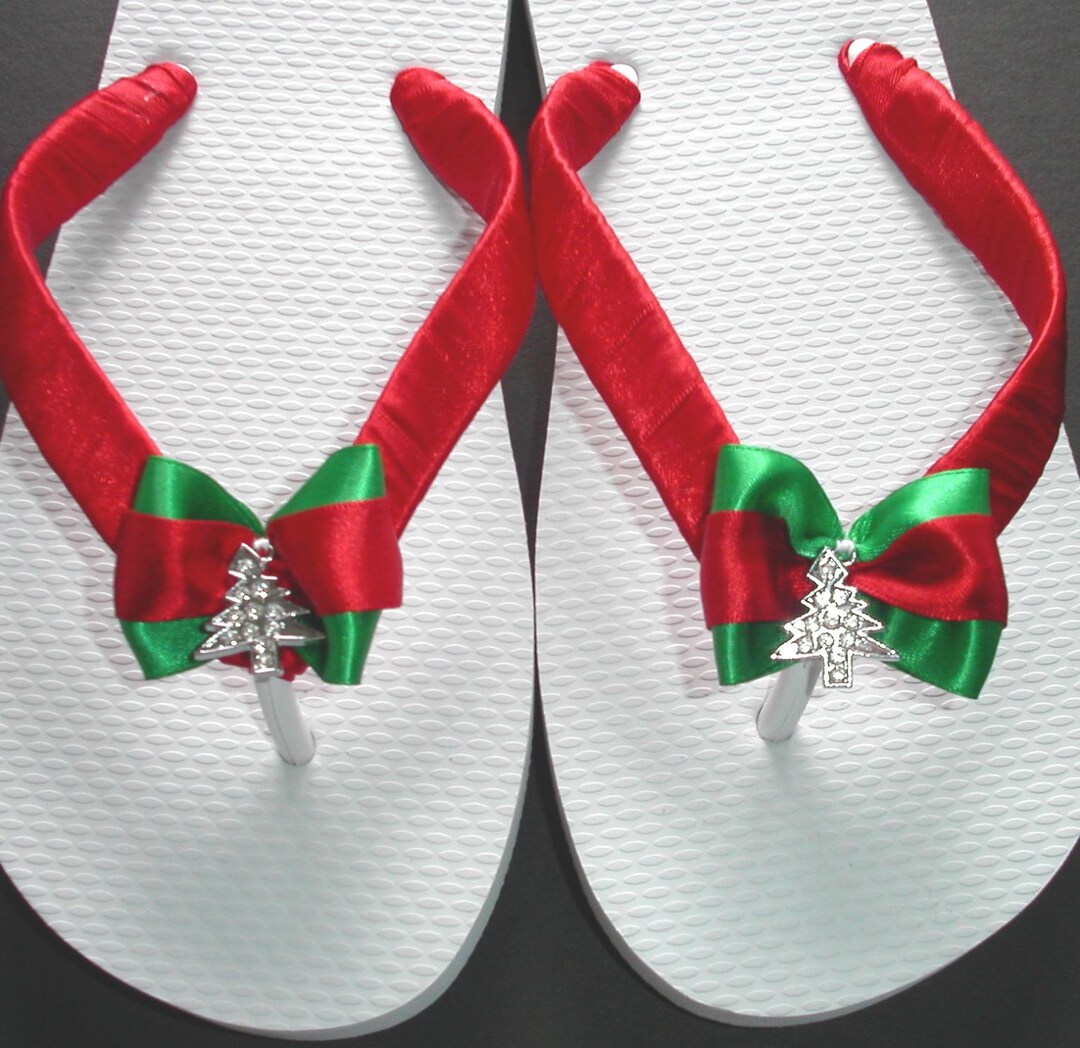 Christmas Thongs - Flip Flops, Festive Season Footwear, Christmas Bows ...
