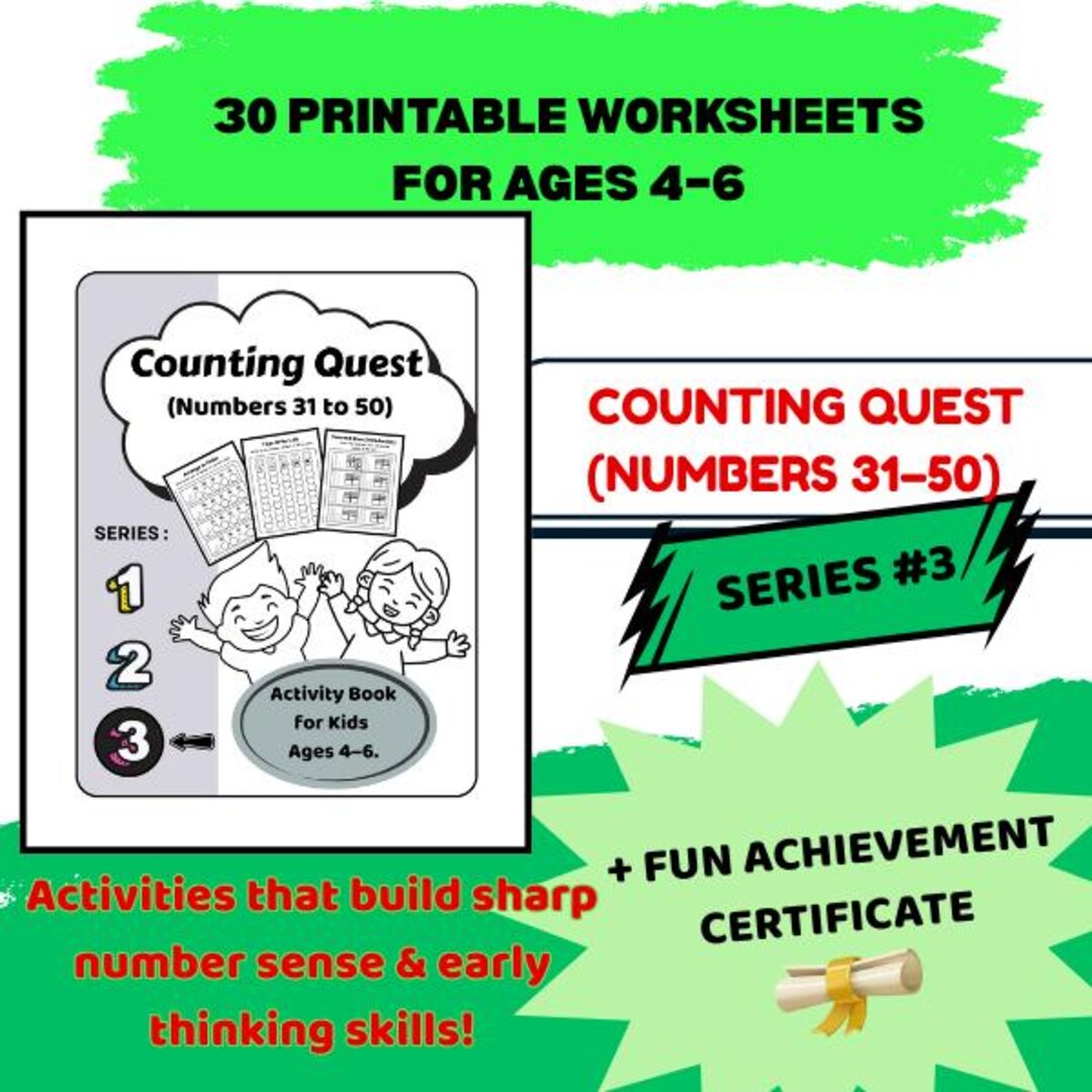 Counting Numbers 31–50 Worksheets (series 3) | Learn Place Value Tens ...