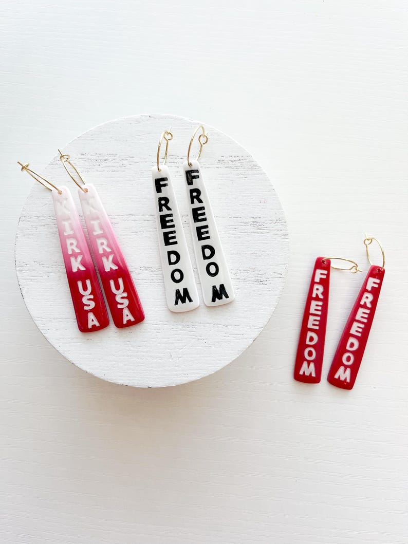 Charlie Kirk Polymer Clay Earrings | Handmade Statement Drop Earrings ...