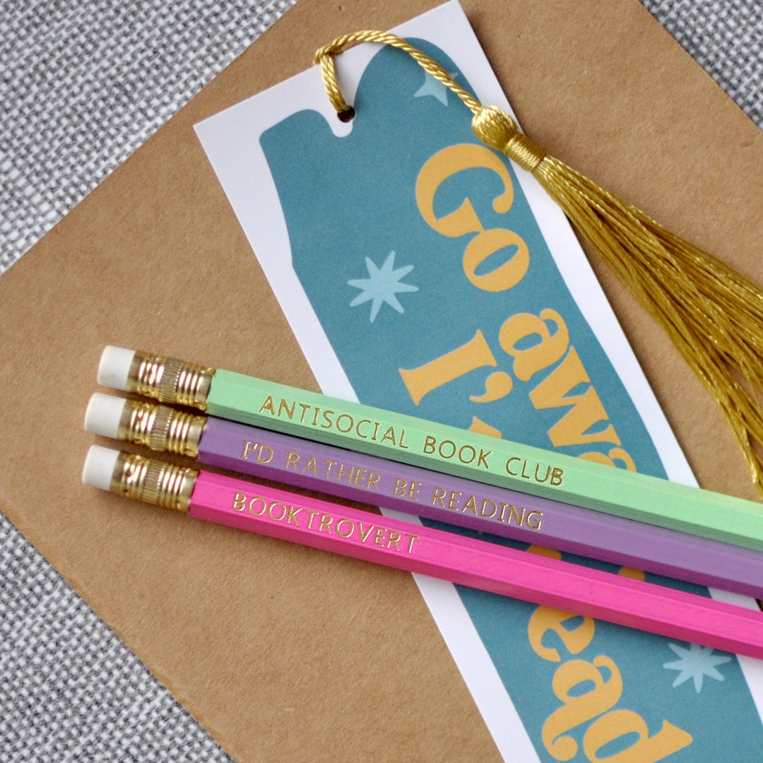 Three Pencils and Bookmark Set for Introvert Book Lovers Antisocial ...