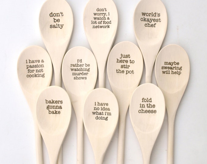 Funny Wood Spoons Engraved With Messages Individual Or A Set Etsy
