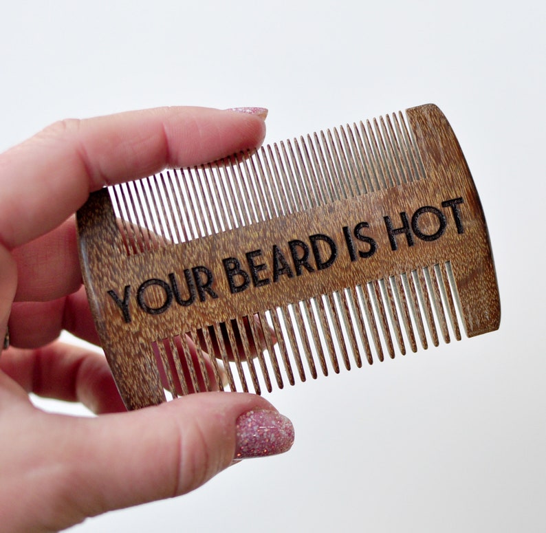 Wood Beard Comb - Engraved Your Beard is Hot - Etsy