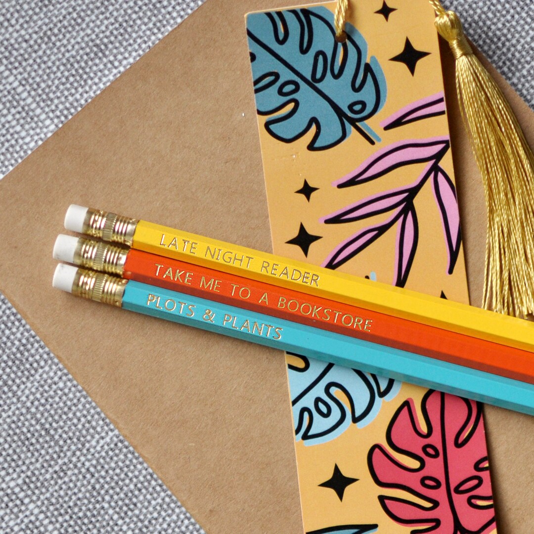 Three Pencils and Bookmark Set for Readers Late Night Reader, Take Me ...