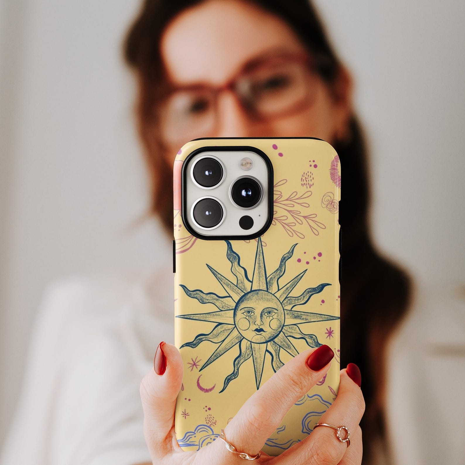 Yellow Summer Beachy Collage Phone Case, Vintage Sun Celestial Cover ...