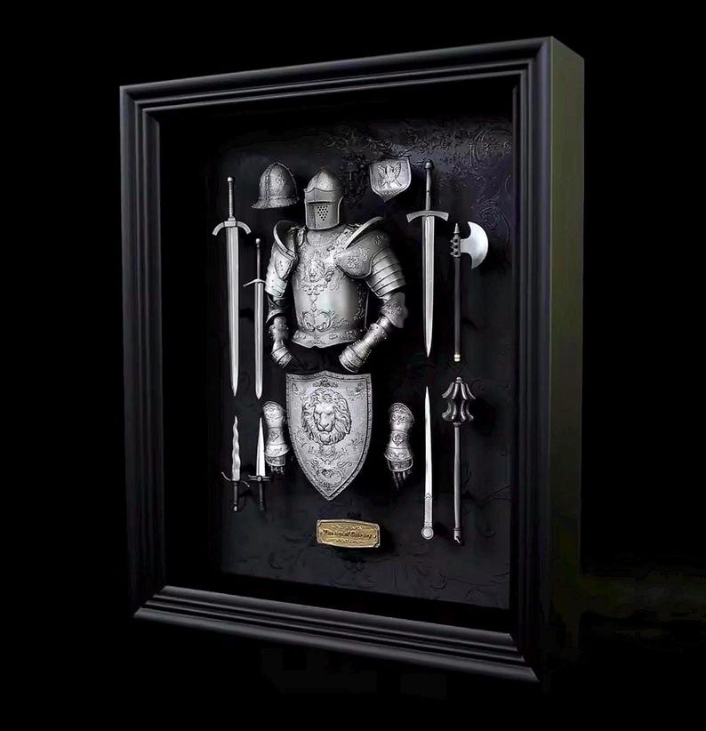 Medieval Knight Armour & Weapons Resin Box | Miniature Knight Decor ...