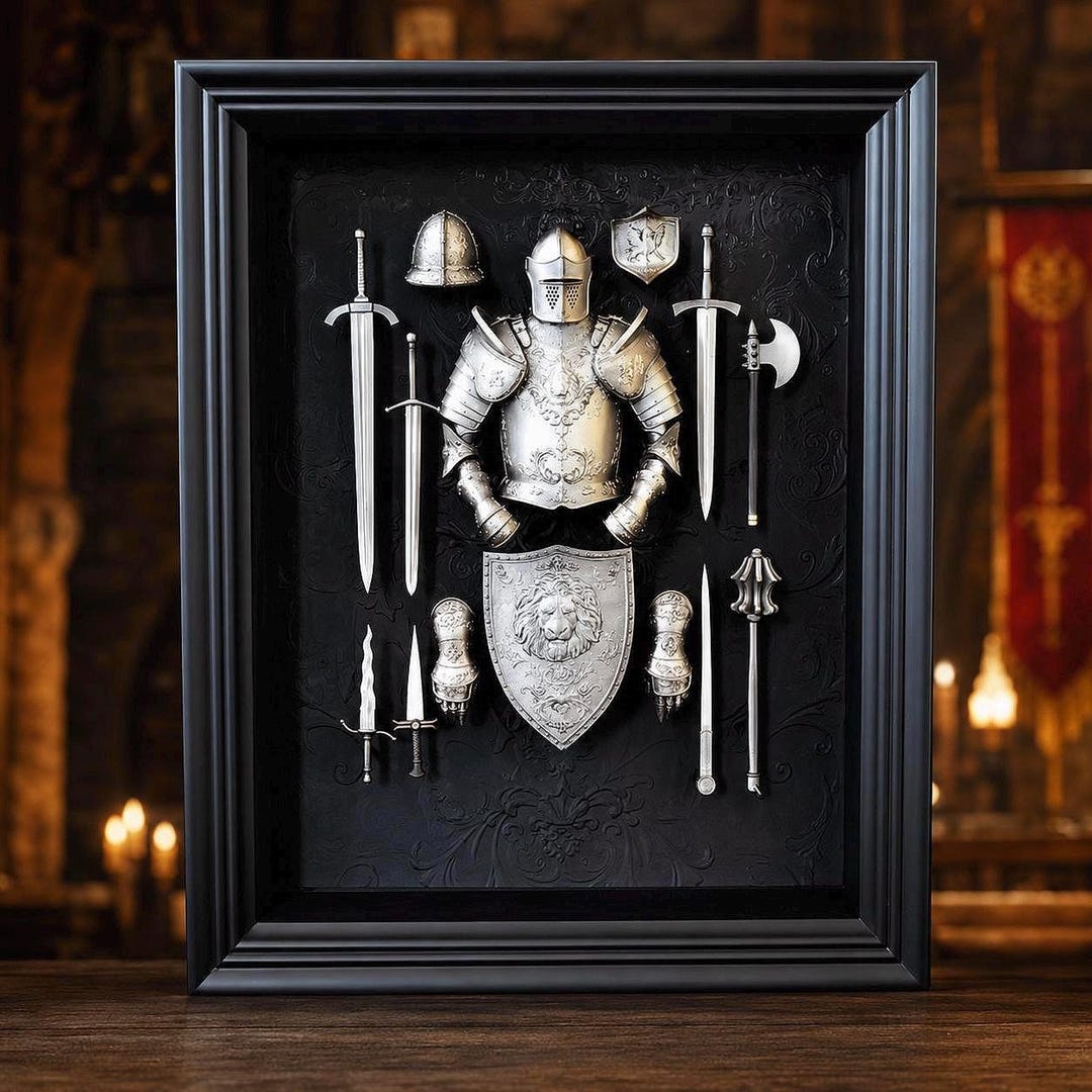 Medieval Knight Armour & Weapons Resin Box | Miniature Knight Decor ...