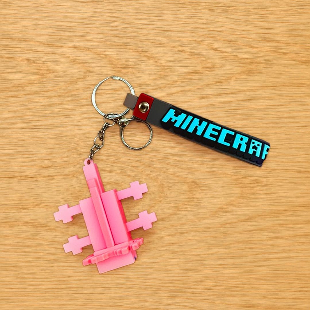 Axolotl Minecraft Keychain - Cute Pink Mob Gamer Gift - Minecraft Fan ...