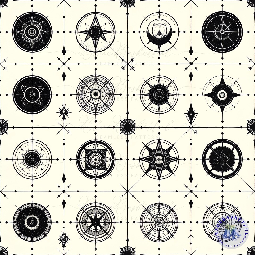 Halloween Alchemy Symbols Seamless Pattern | Digital Paper | Fabric ...