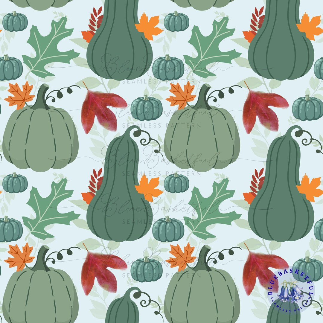 Watercolor Pumpkins Seamless Pattern: Autumn Leaves Digital Paper ...