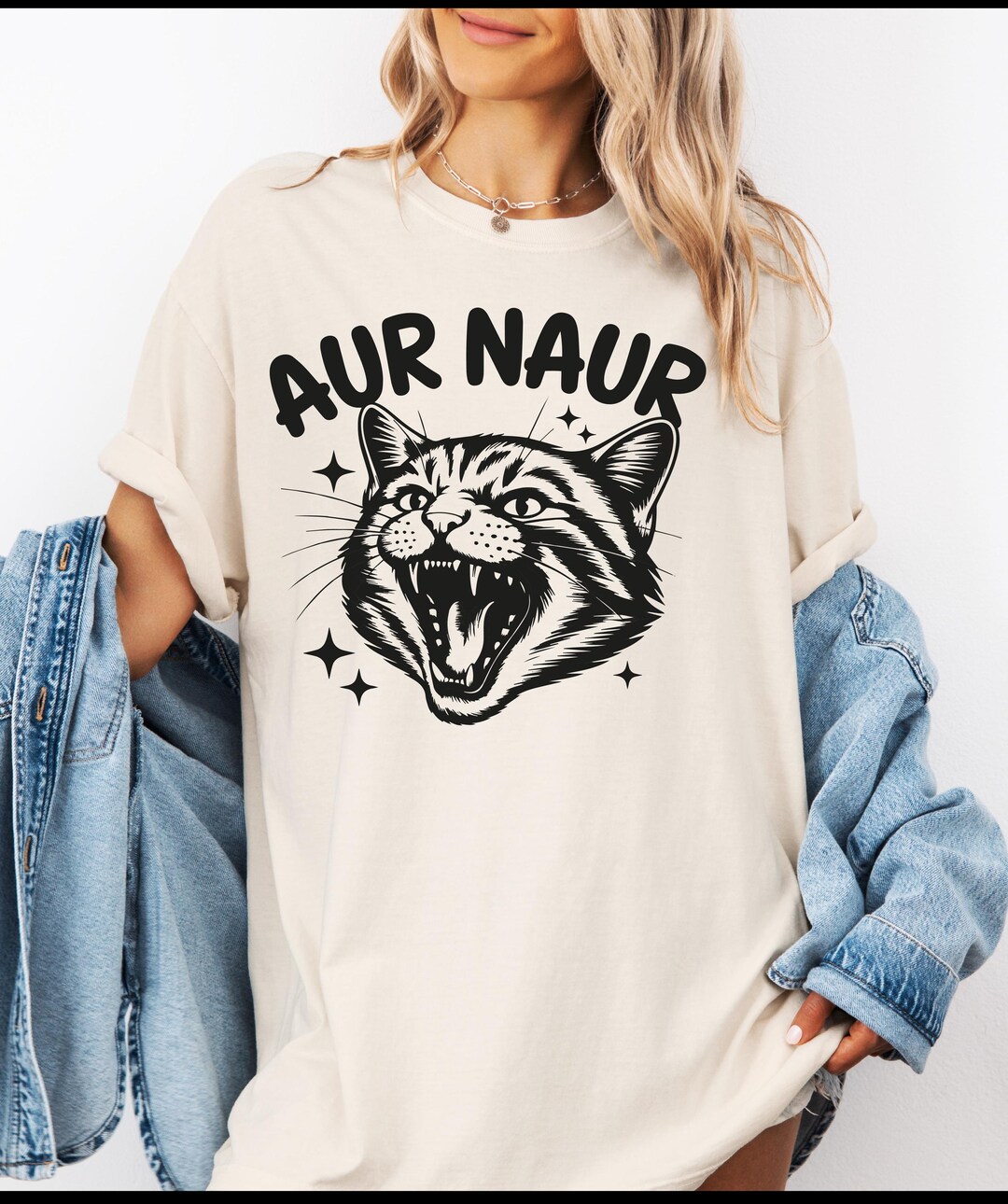 Aur Naur Cat Meme T-shirt, Funny Cat Reaction Shirt Gift, Sarcastic ...