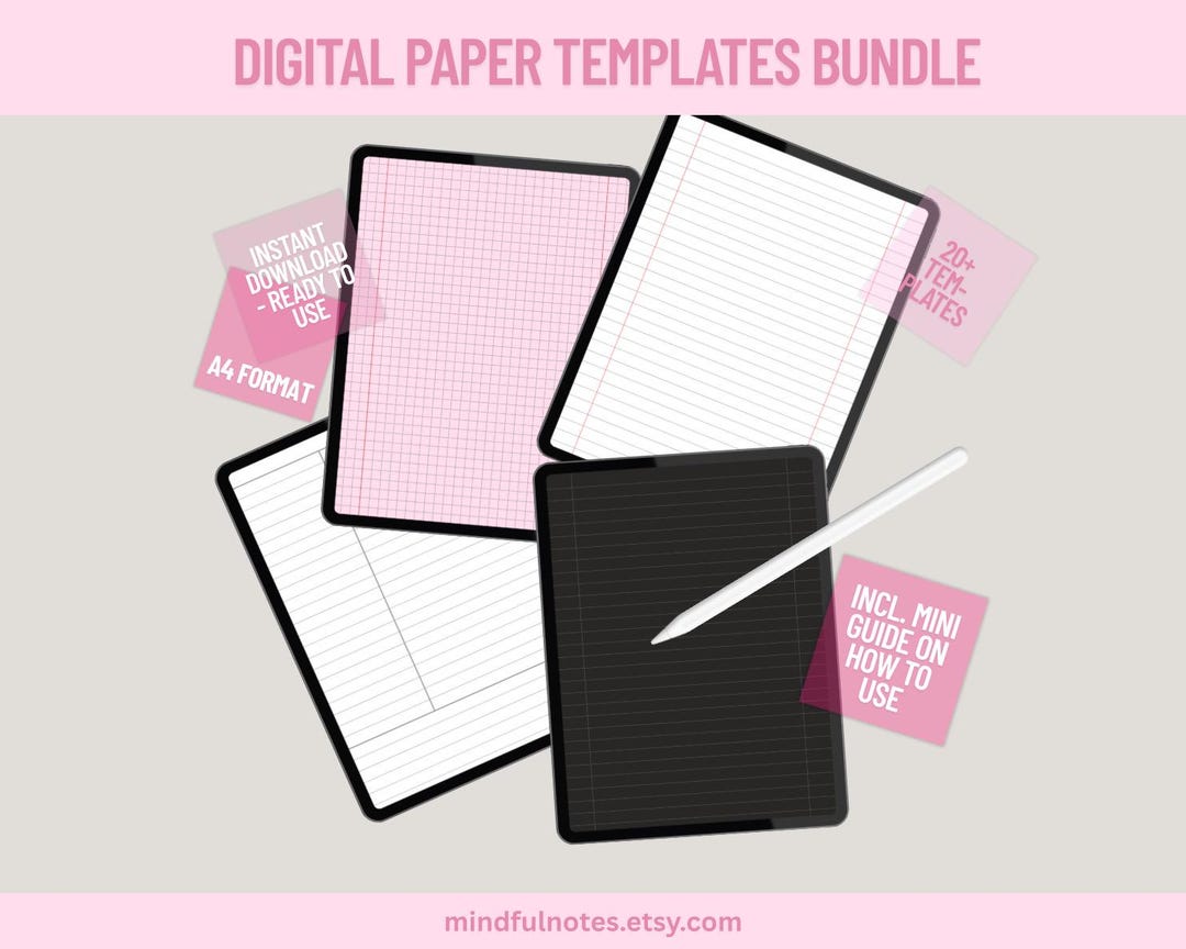 Printable Notebook Paper Bundle | Squared & Lined With Margins ...