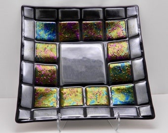 Large Glass Decorative Plate - Etsy