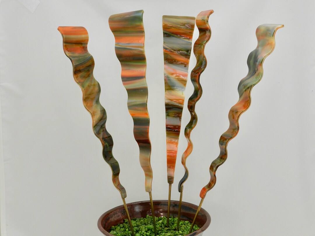 Plant Stake, Glass Plant Stake, 14" Flower Pot Stake, Indoor or Outdoor ...