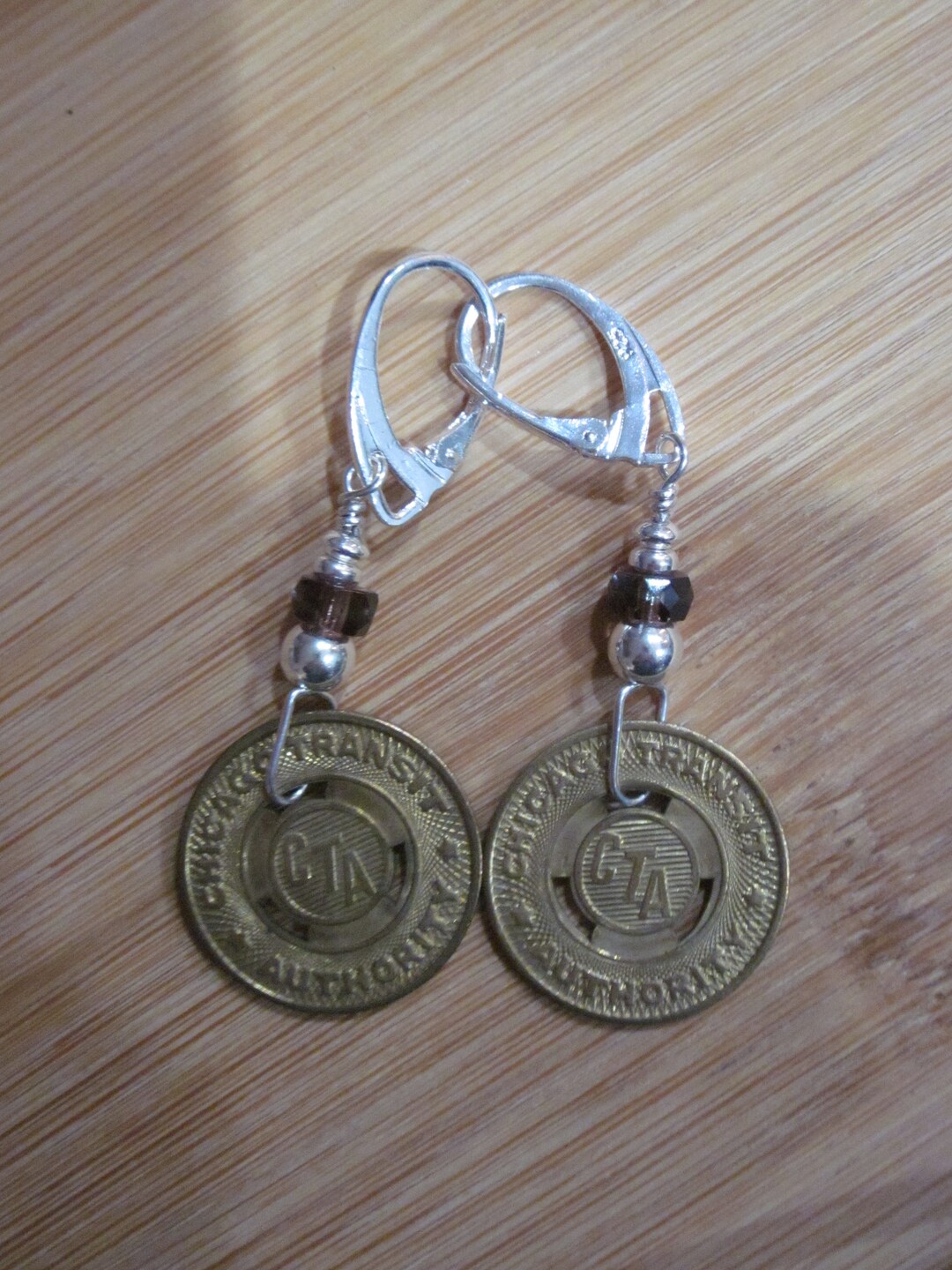 CTA Transit Token Sterling Silver Lever Back Earrings - Brass CTA ...
