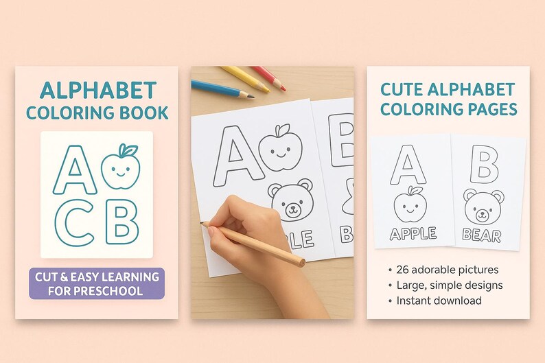 Alphabet Coloring Book A-Z , Trace and Color Letters, Preschol ...