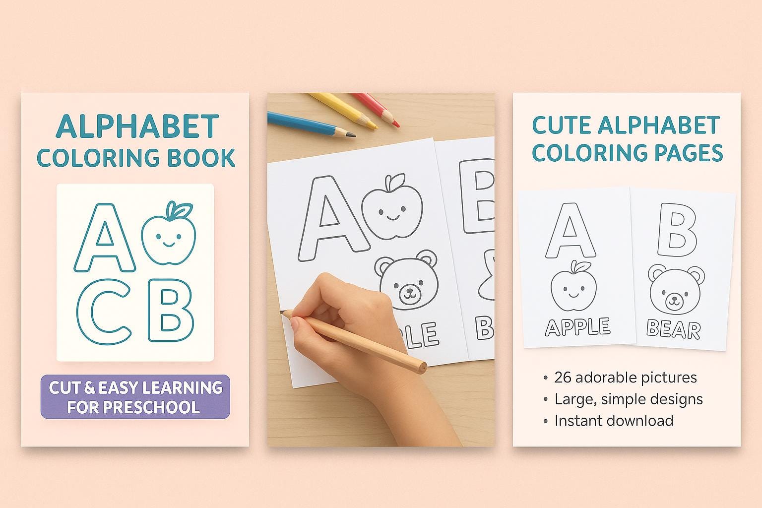 Alphabet Coloring Book A-Z , Trace and Color Letters, Preschol ...