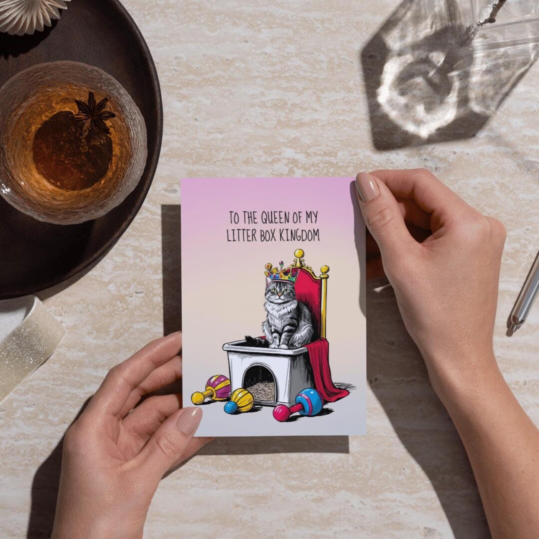 Funny Cat Mother’s Day Card – Queen of the Litter Box – Printable Card ...