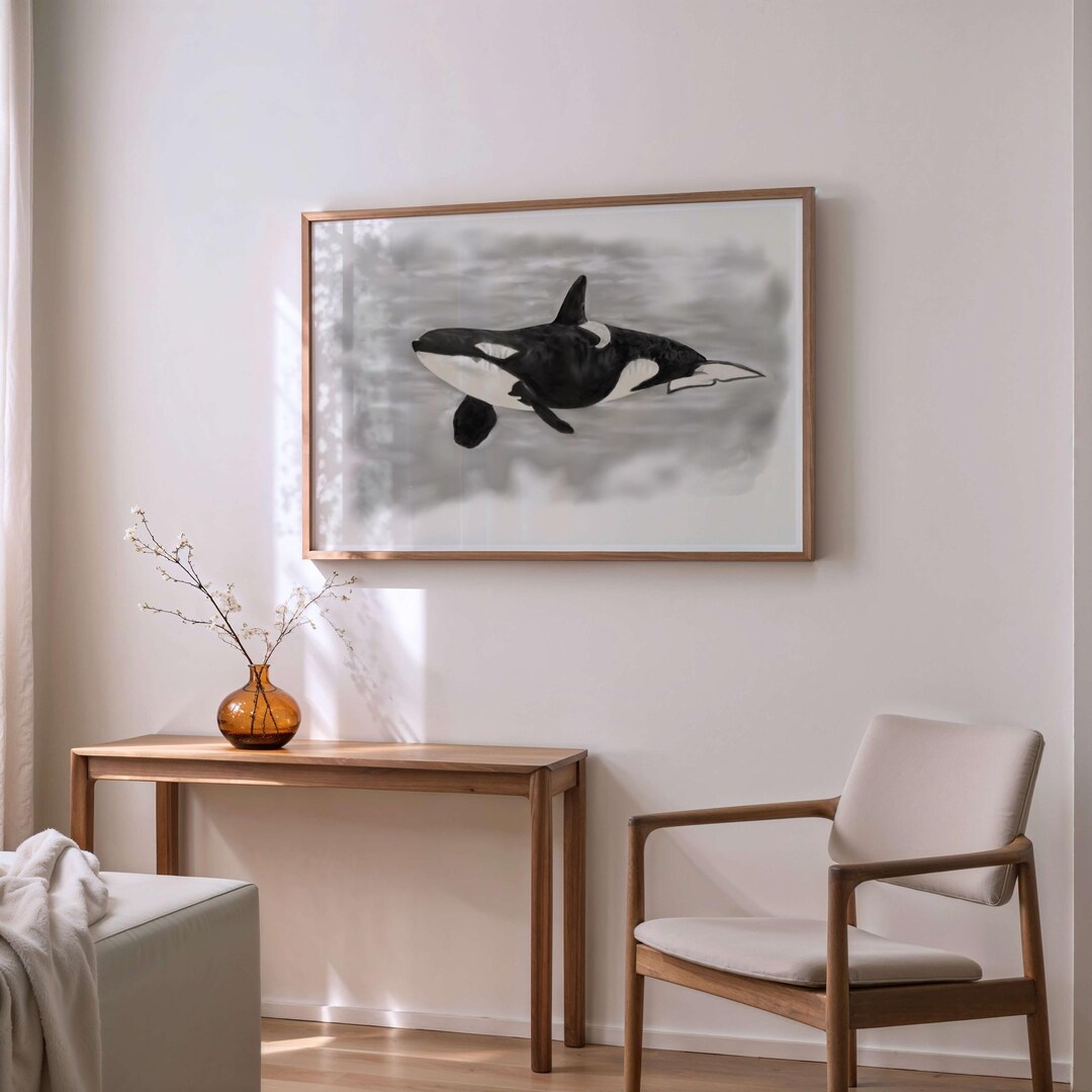 Orca Whale Watercolor Print: Marine Life Wall Art (digital Download ...