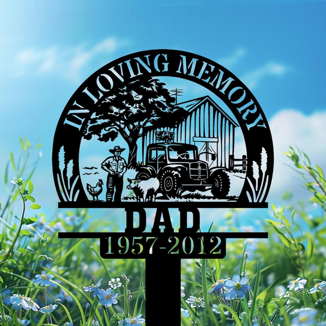 Custom Farmer With Barn and Tractor Memorial Sign – Personalized Farmer ...