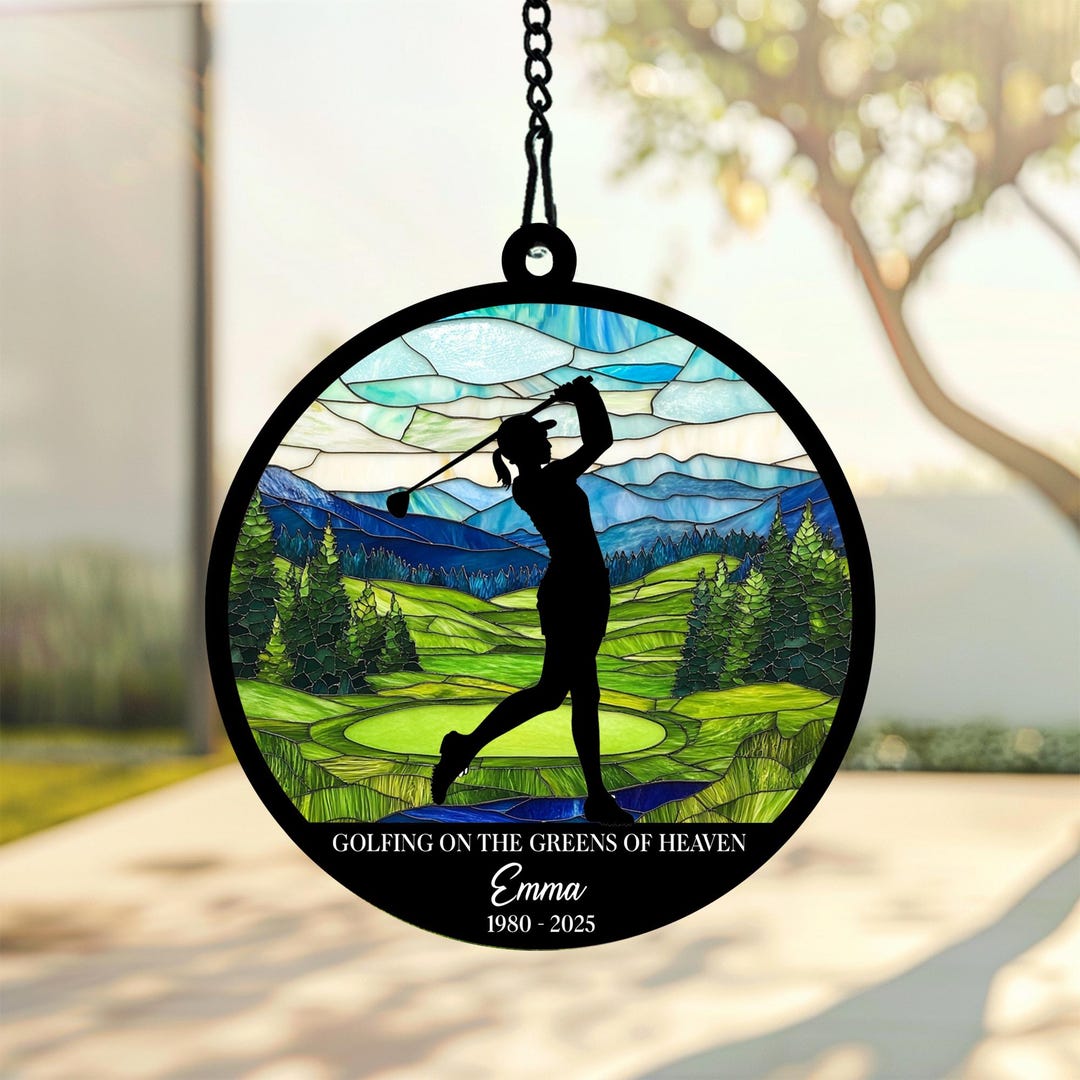 Personalized Female Golfer Suncatcher, Woman Golf Lover Gift, Stained ...