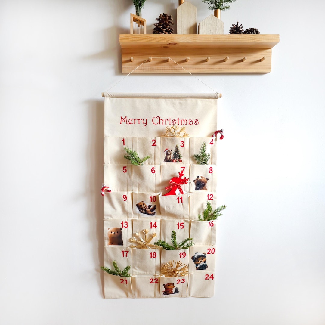 Fabric Advent Calendar – Cotton Christmas Countdown With Large Pockets ...