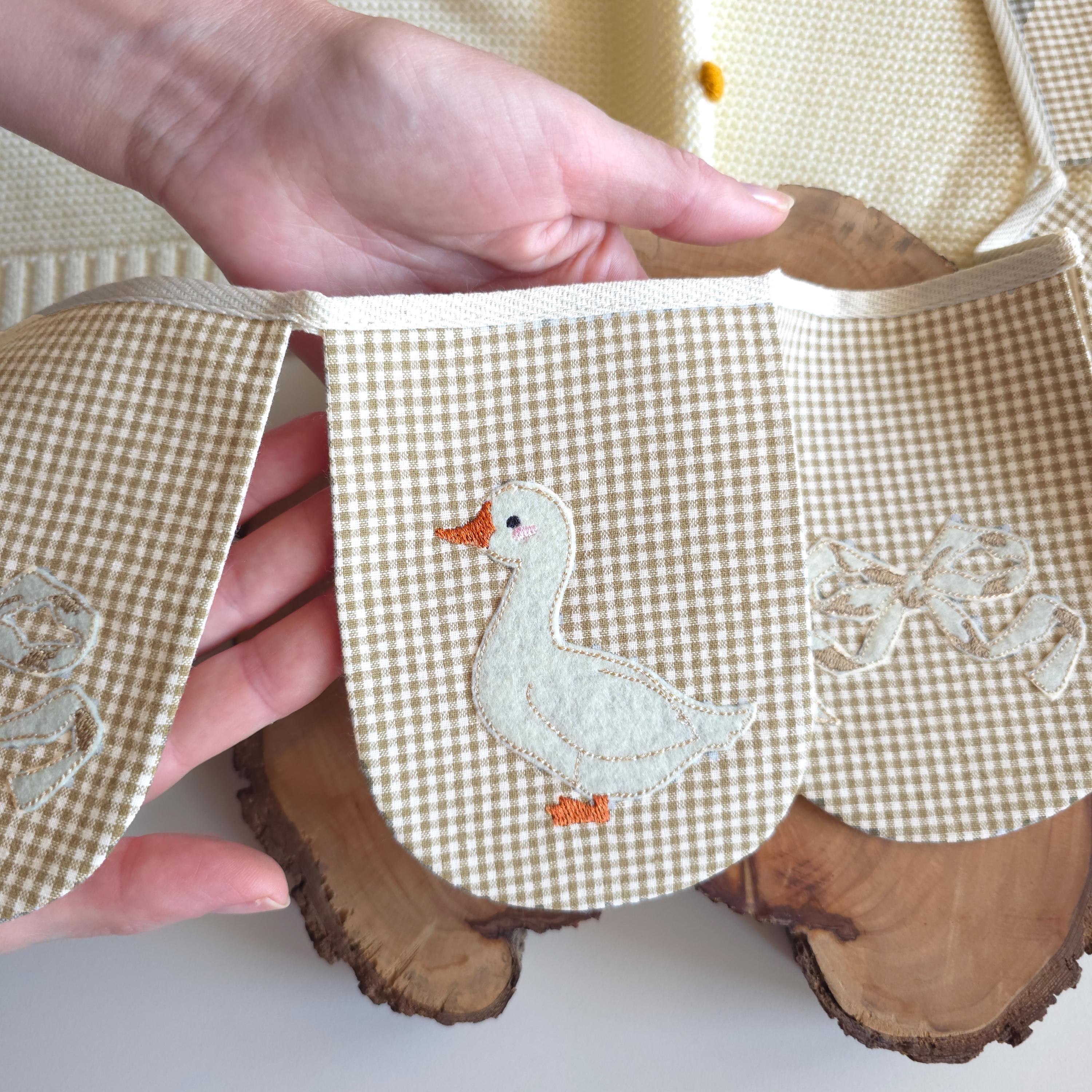 White Goose Garland for Baby Room – Handmade Cotton Bunting Kids ...