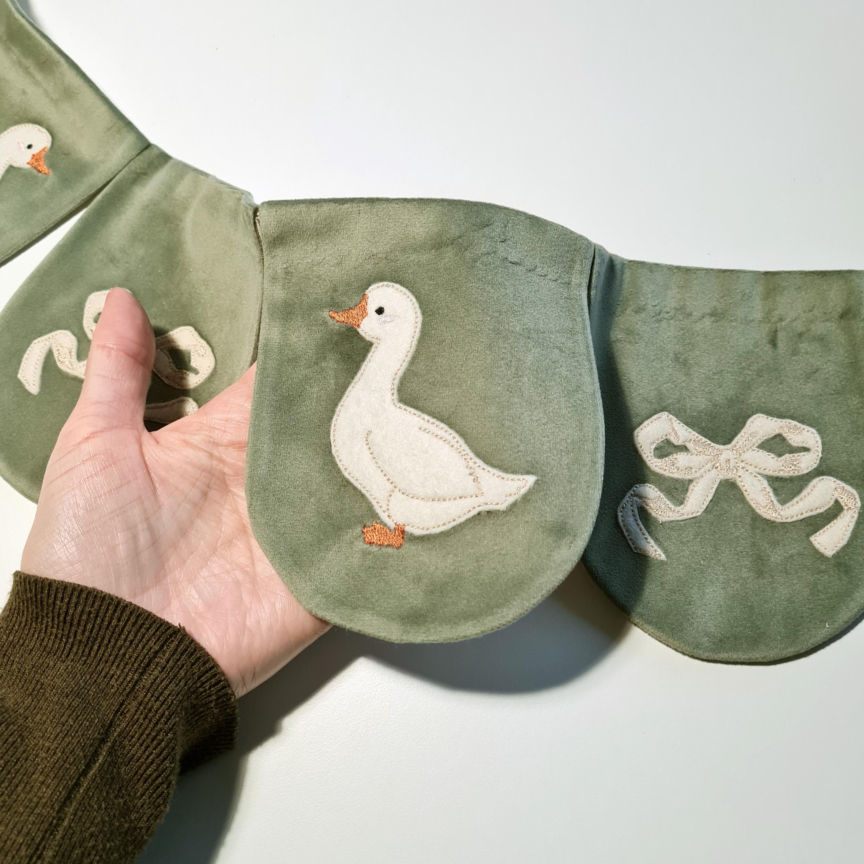White Goose Garland for Baby Room – Handmade Cotton Bunting Kids ...