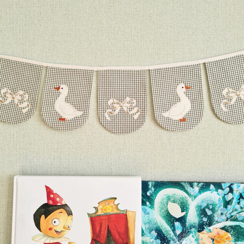 White Goose Garland for Baby Room – Handmade Cotton Bunting Kids ...