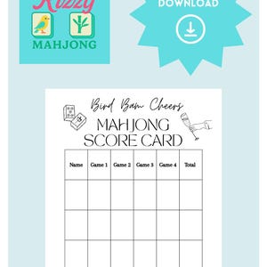 Black and White Mahjong Score Card Printable, Mahjong Score Board ...