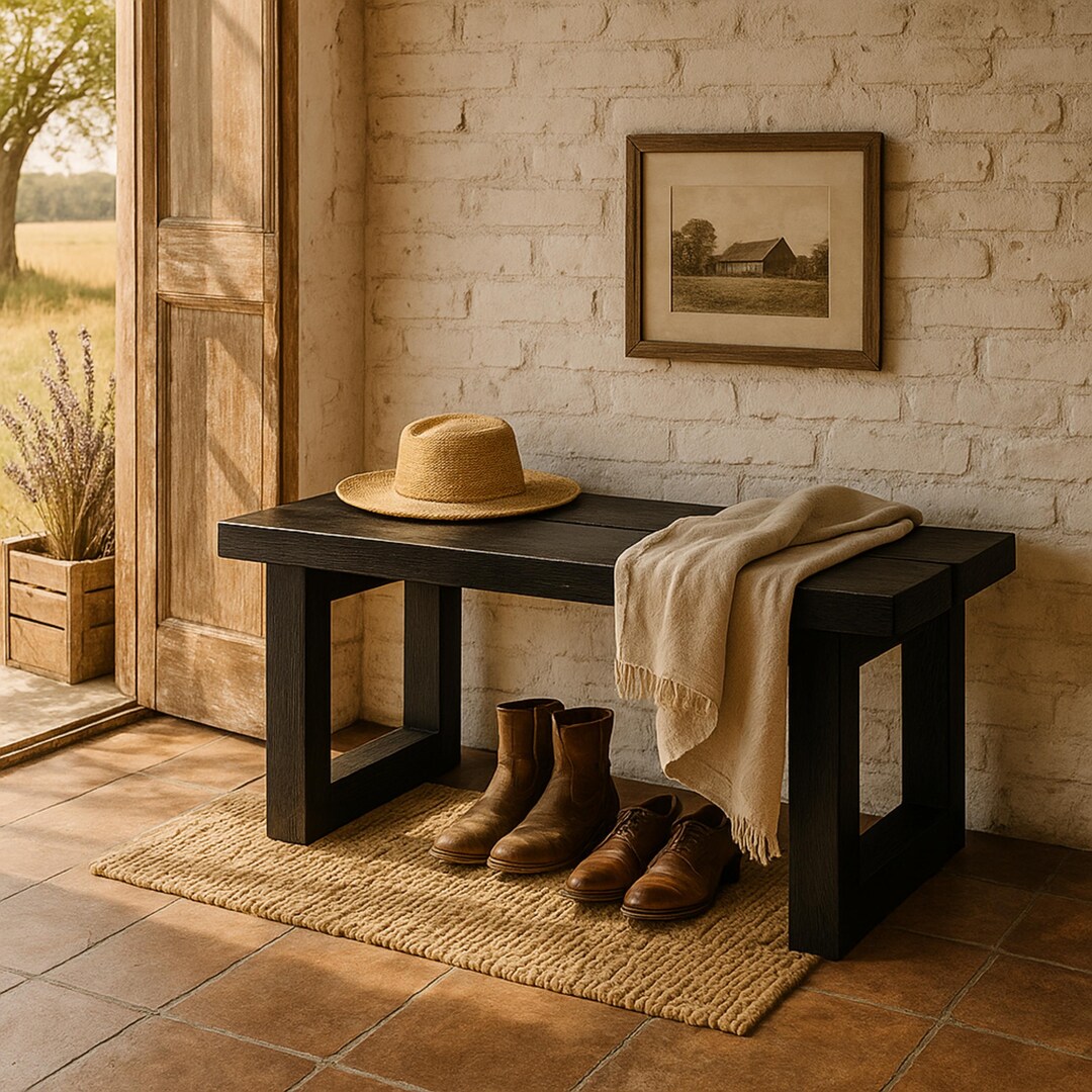 Rustic Wood Entry Bench – Rustic Farmhouse Entryway Furniture – Narrow ...
