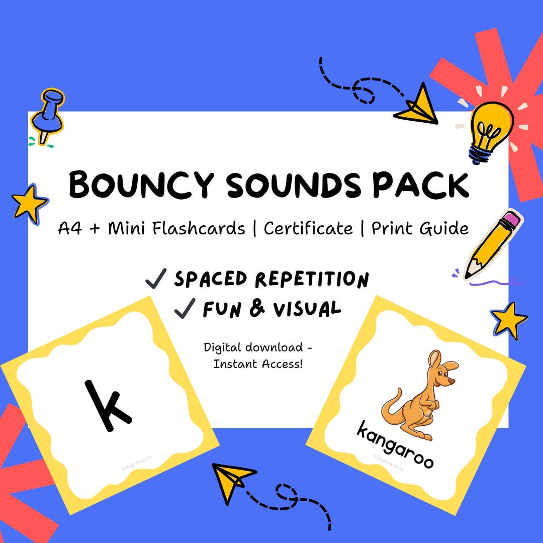 Bouncy Sounds Phonics Flashcard Set: Evidence-based Learning (printable ...