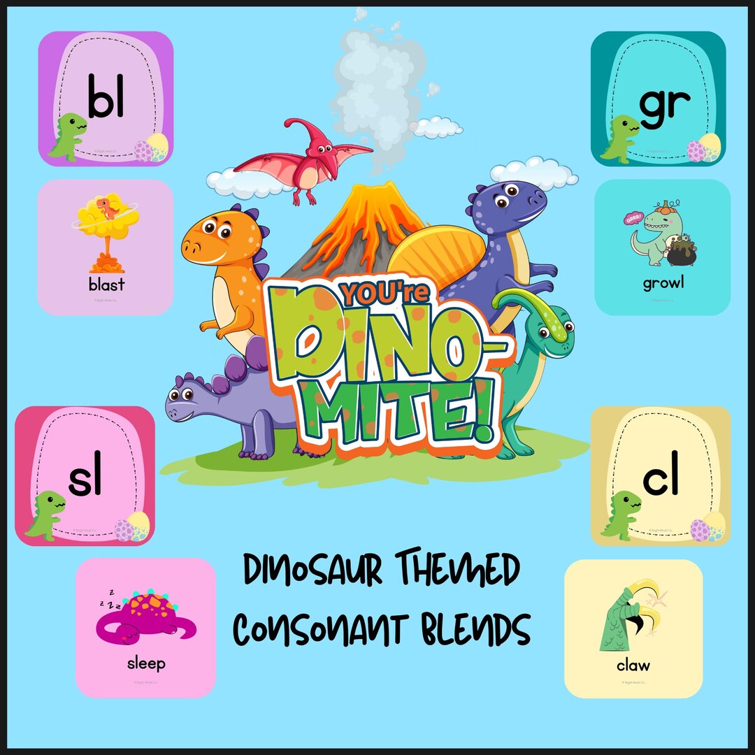 Dino Consonant Blends Pack | Dinosaur Themed Fun Phonics Activities ...