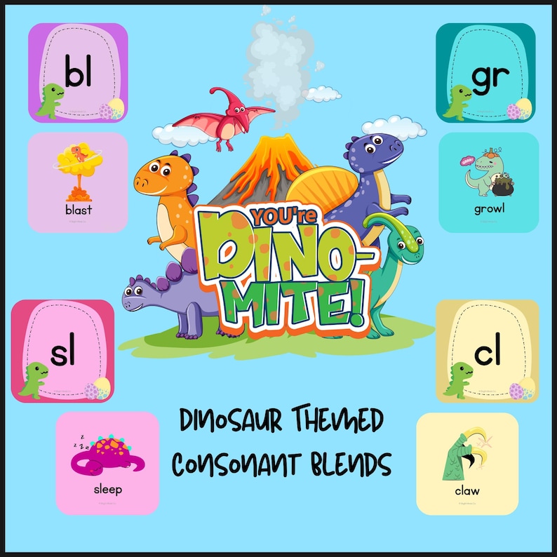 Dino Consonant Blends Pack | Dinosaur Themed Fun Phonics Activities ...