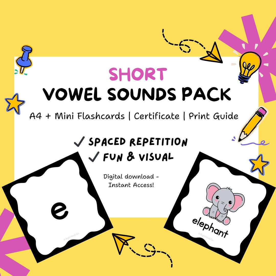 Short Vowel Sounds Phonics Pack: Flashcards & Guide (printable Set) - Etsy