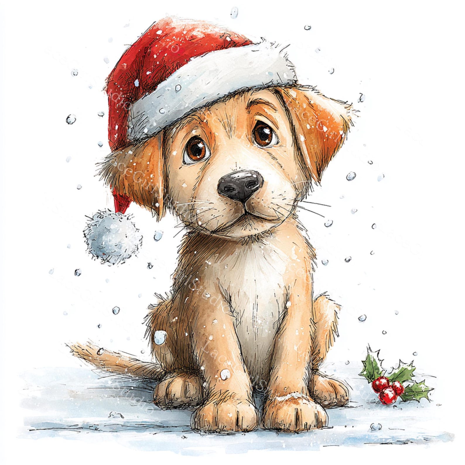 Christmas Labrador Clipart Set of 15: Holiday Puppy PNG Images (digital ...