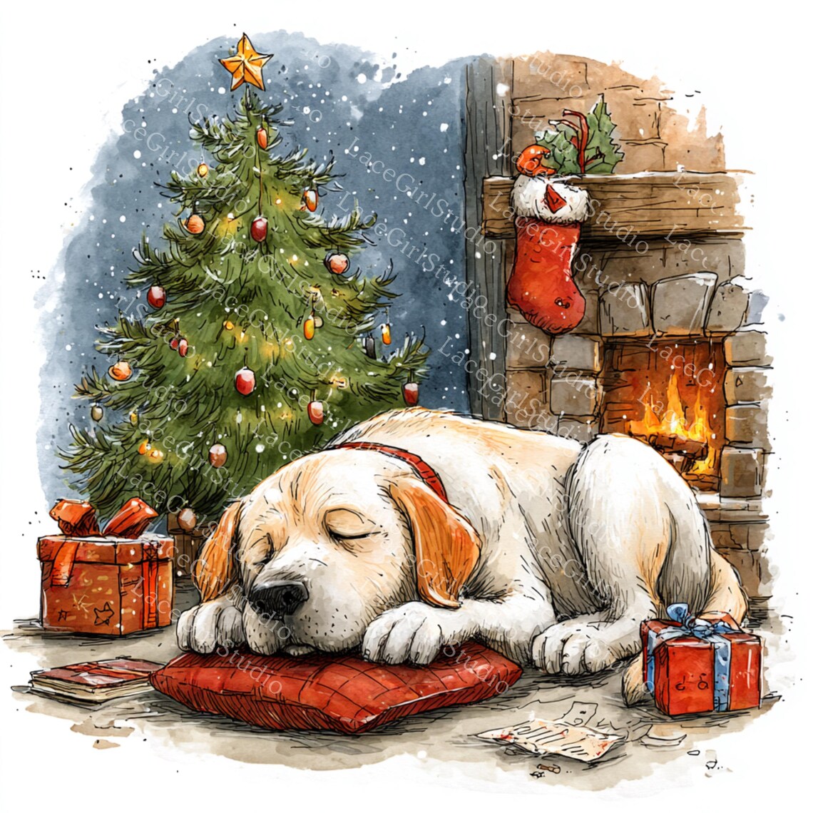 Christmas Labrador Clipart – 20 Holiday Dog Pngs (digital Download ...